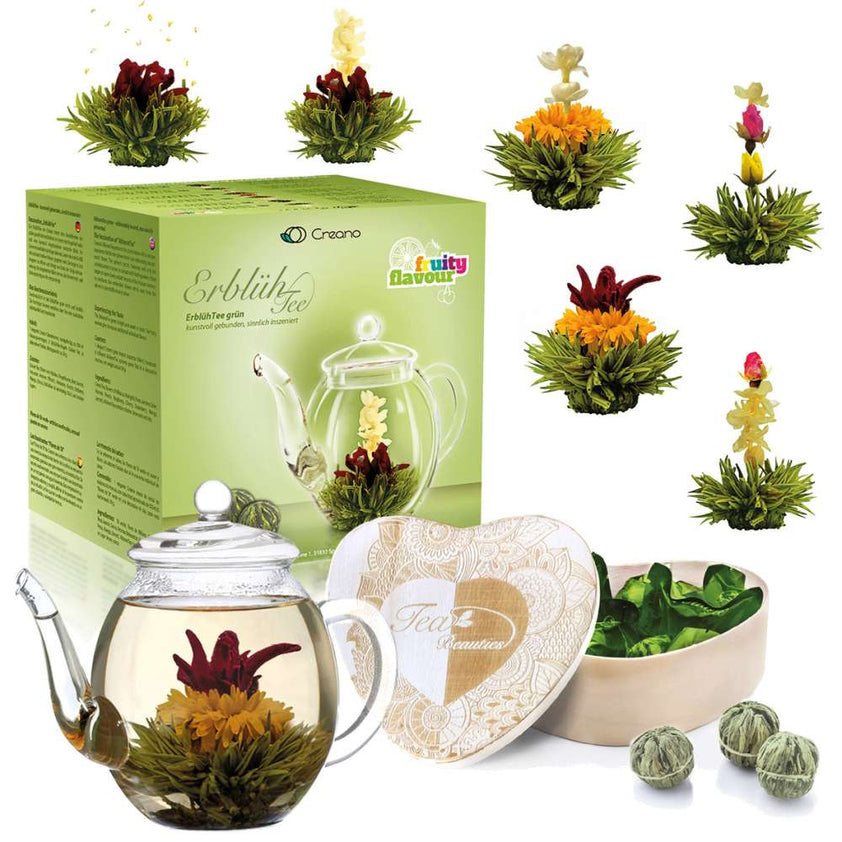 Tee Creano Geschenkset Tee & Teekanne mit 6 Kugeln ErblühTee in Herz ...
